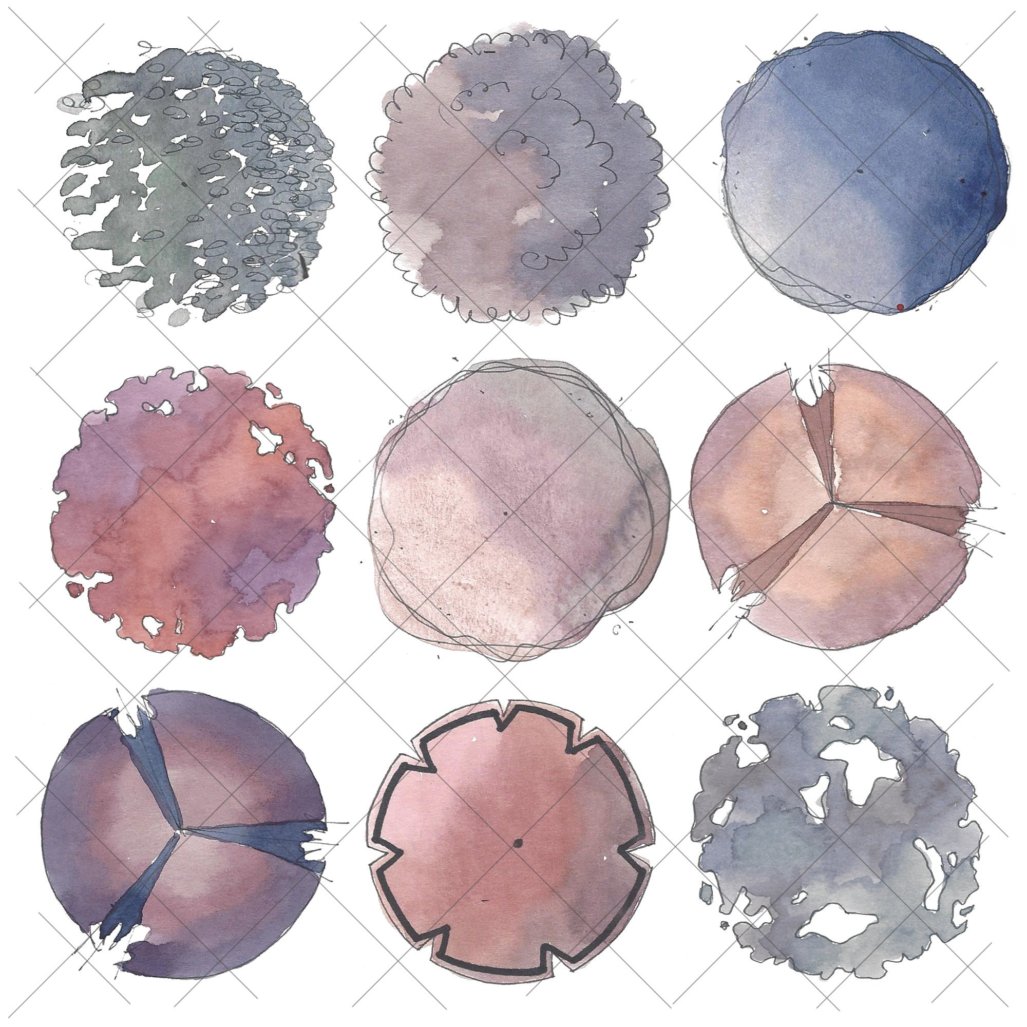 Landscape Graphics - Plan View Trees - Watercolor - Purple Variety ...