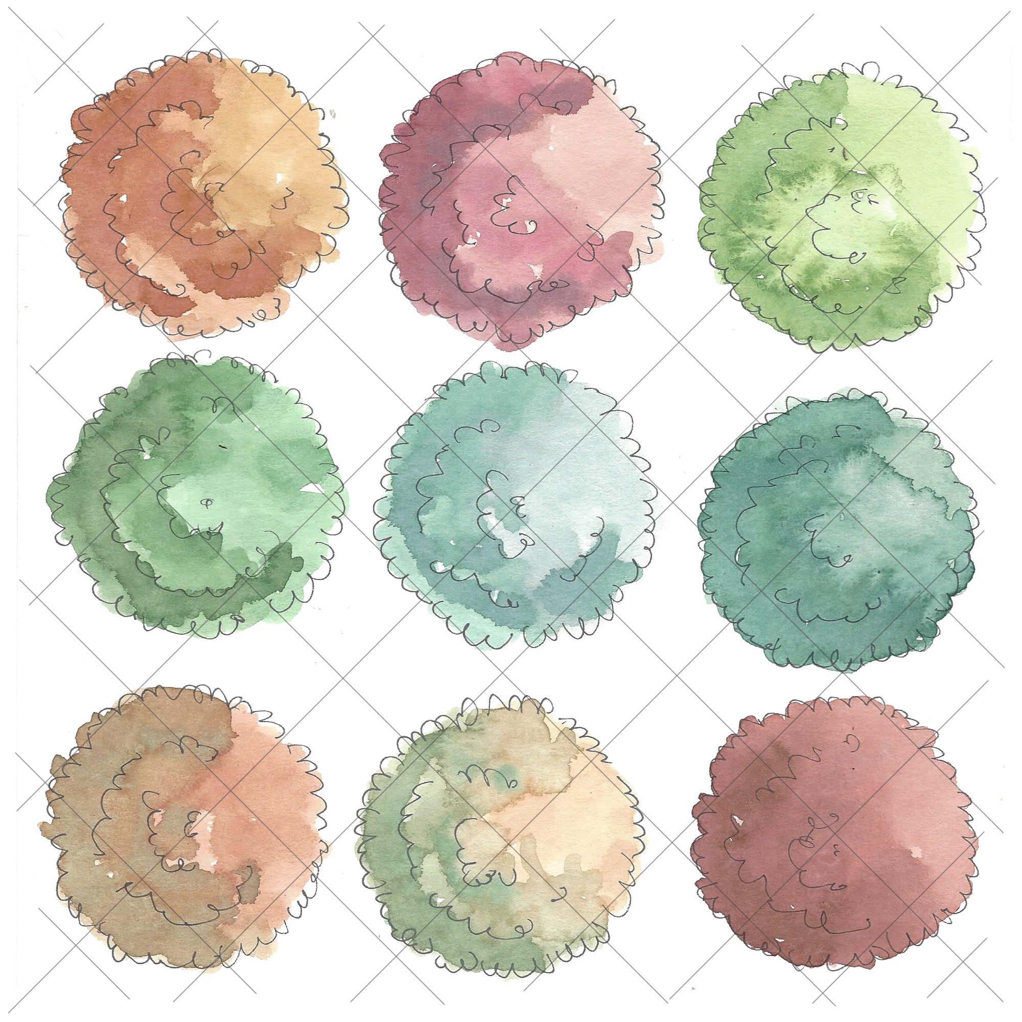 Watercolor Trees Plan