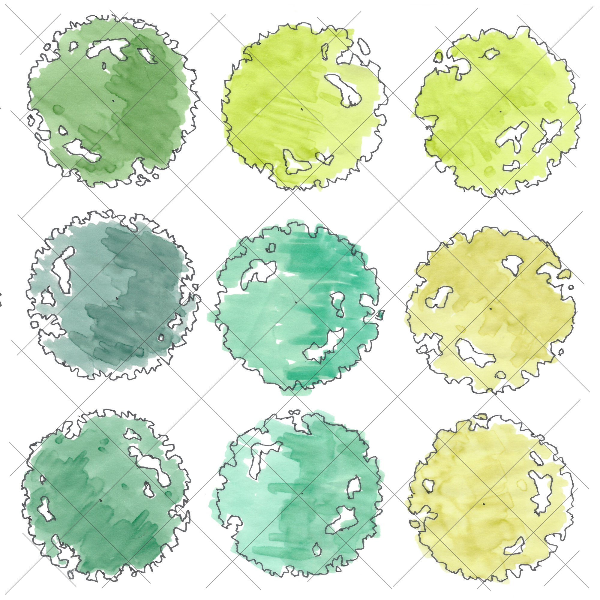 Landscape Graphics - Plan View Trees - Marker - Tree 001 - Etsy