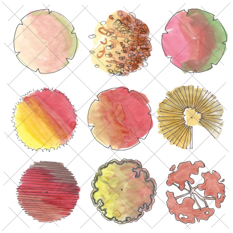 Landscape Graphics - Plan View Trees - Marker - Fall Variety - Etsy
