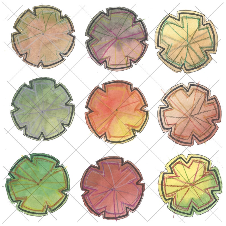 Landscape Graphics - Plan View Trees - Watercolor Pencil - Tree 015 - Etsy