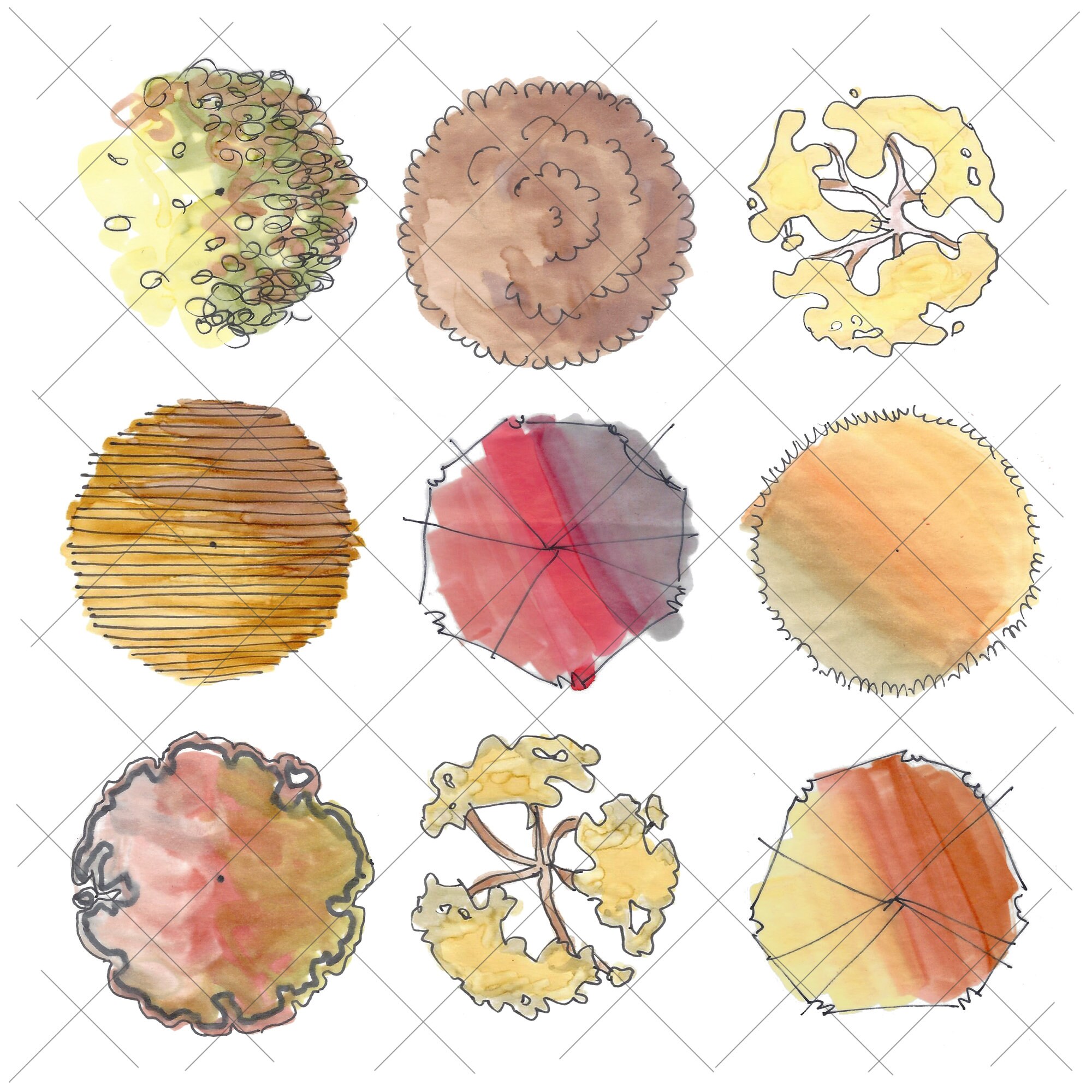 Landscape Graphics - Plan View Trees - Marker - Fall Variety - Etsy