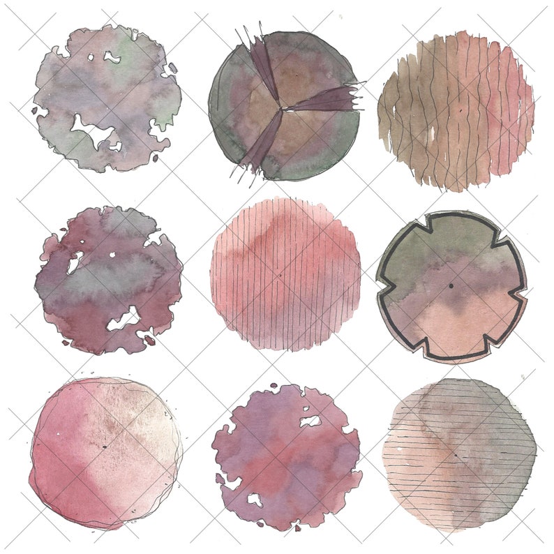 Landscape Graphics - Plan View Trees - Watercolor - Purple Variety - Etsy