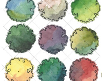 Landscape Graphics Plan View Trees Watercolor Pencil Tree 003 - Etsy UK