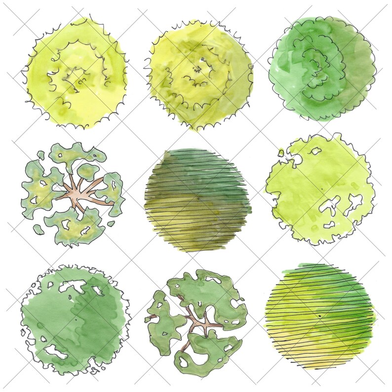 Landscape Graphics - Plan View Trees - Marker - Bright Green Variety - Etsy