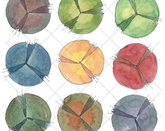 Landscape Graphics Plan View Trees Watercolor Pencil - Etsy