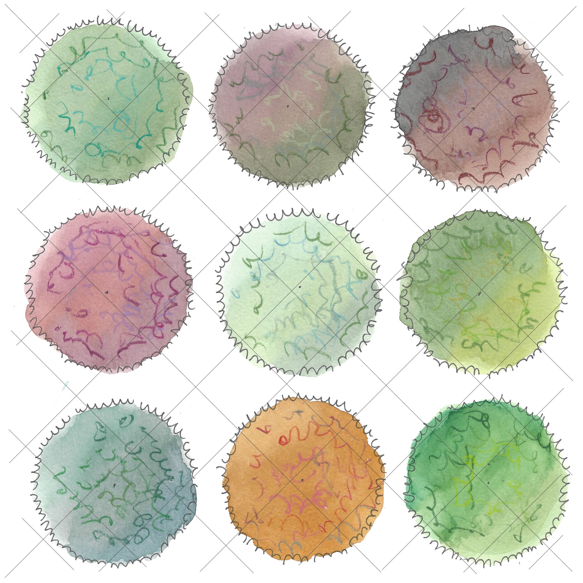 Landscape Graphics - Plan View Trees - Watercolor Pencil - Tree 016 - Etsy