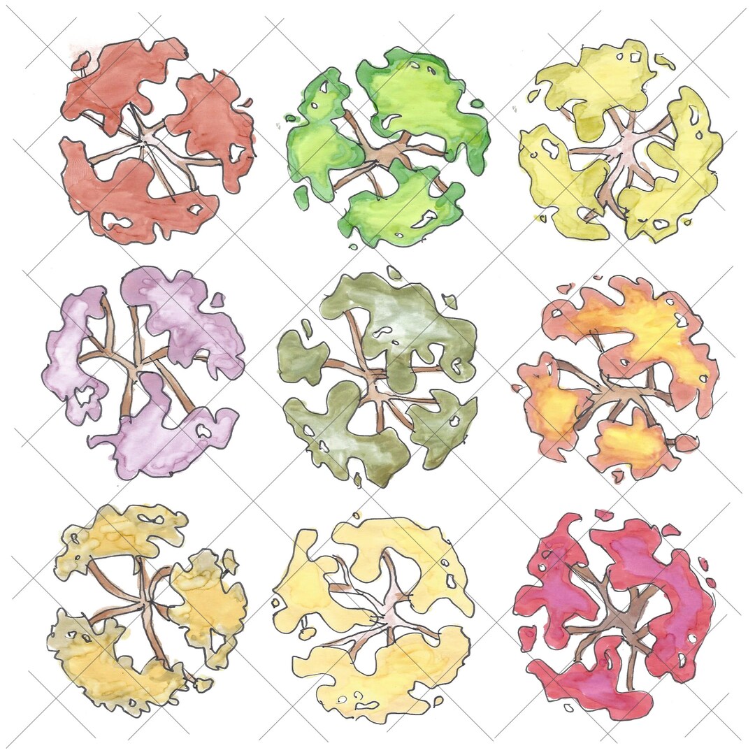 Landscape Graphics - Plan View Trees - Marker - Tree 011 - Etsy