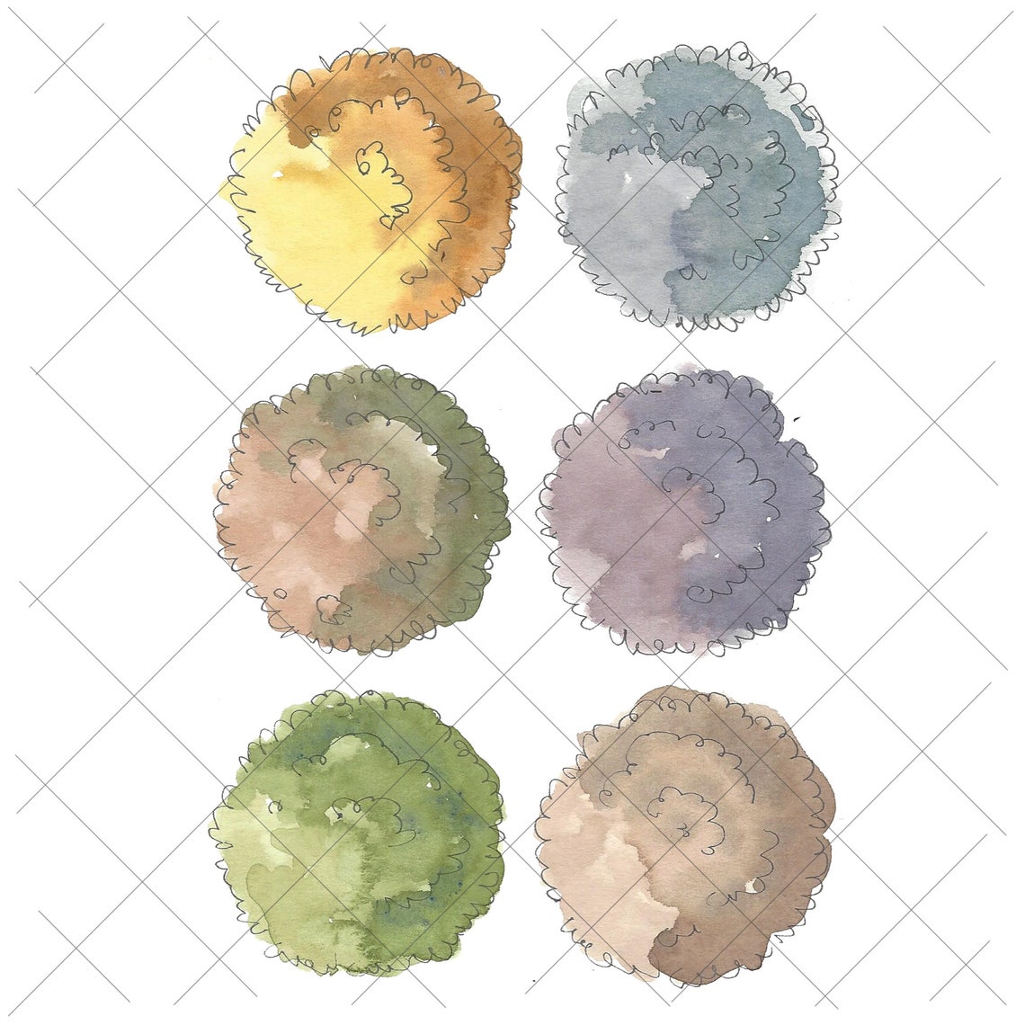 Landscape Graphics - Plan View Trees - Watercolor - Tree 005 - Etsy