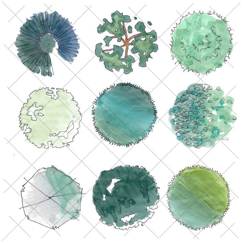 Landscape Graphics - Plan View Trees - Marker - Cool Green Variety - Etsy