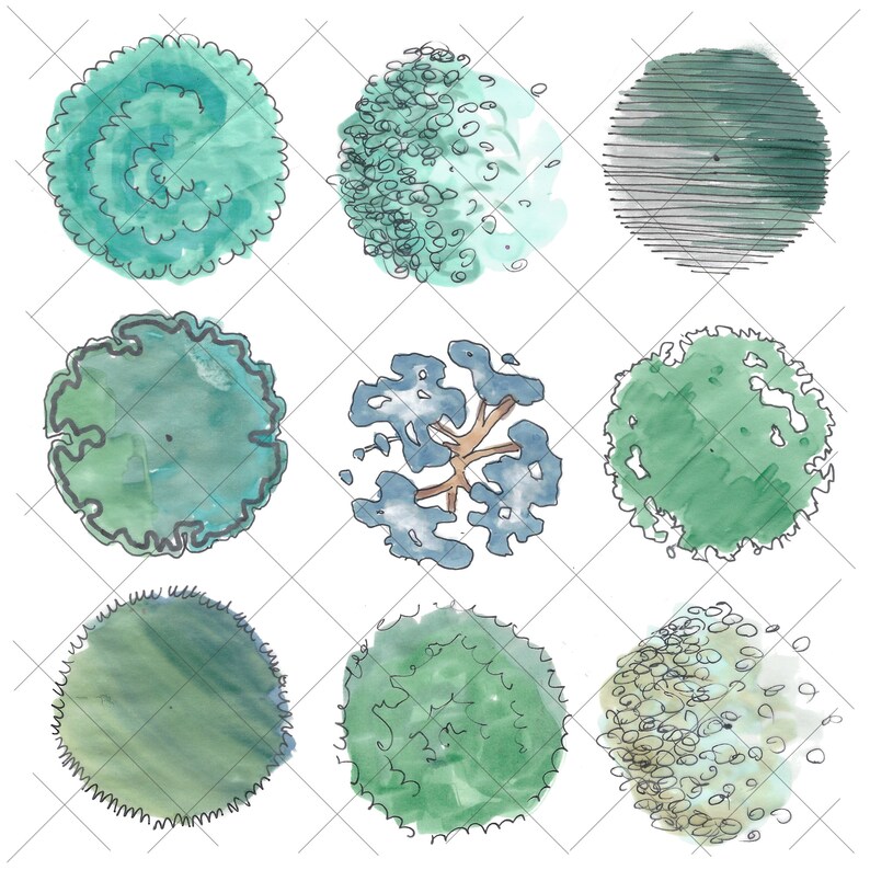 Landscape Graphics - Plan View Trees - Marker - Cool Green Variety - Etsy