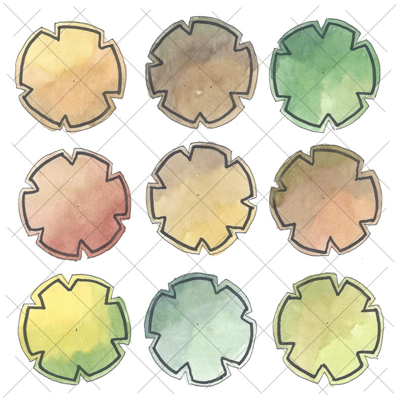 Landscape Graphics - Plan View Trees - Watercolor - Tree 015 - Etsy