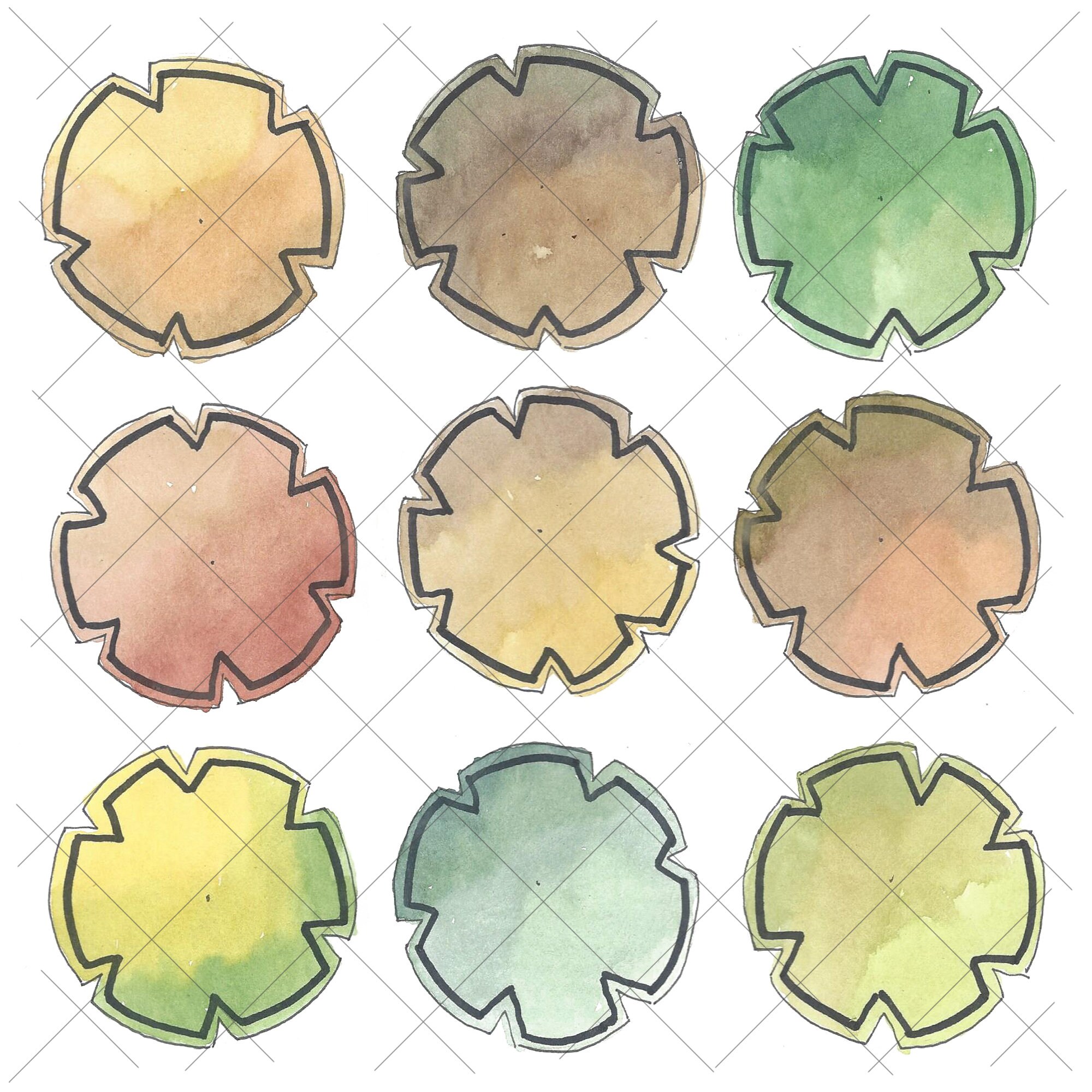 Landscape Graphics - Plan View Trees - Watercolor - Tree 015 - Etsy