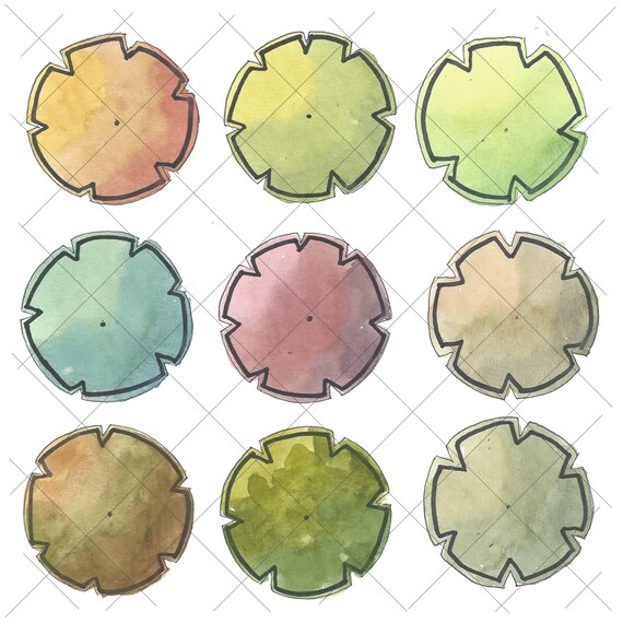 Landscape Graphics Plan View Trees Watercolor Tree 015 - Etsy