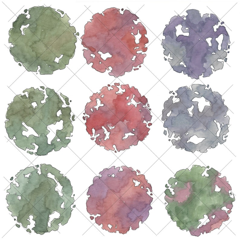 Landscape Graphics Plan View Trees Watercolor Tree 001 - Etsy