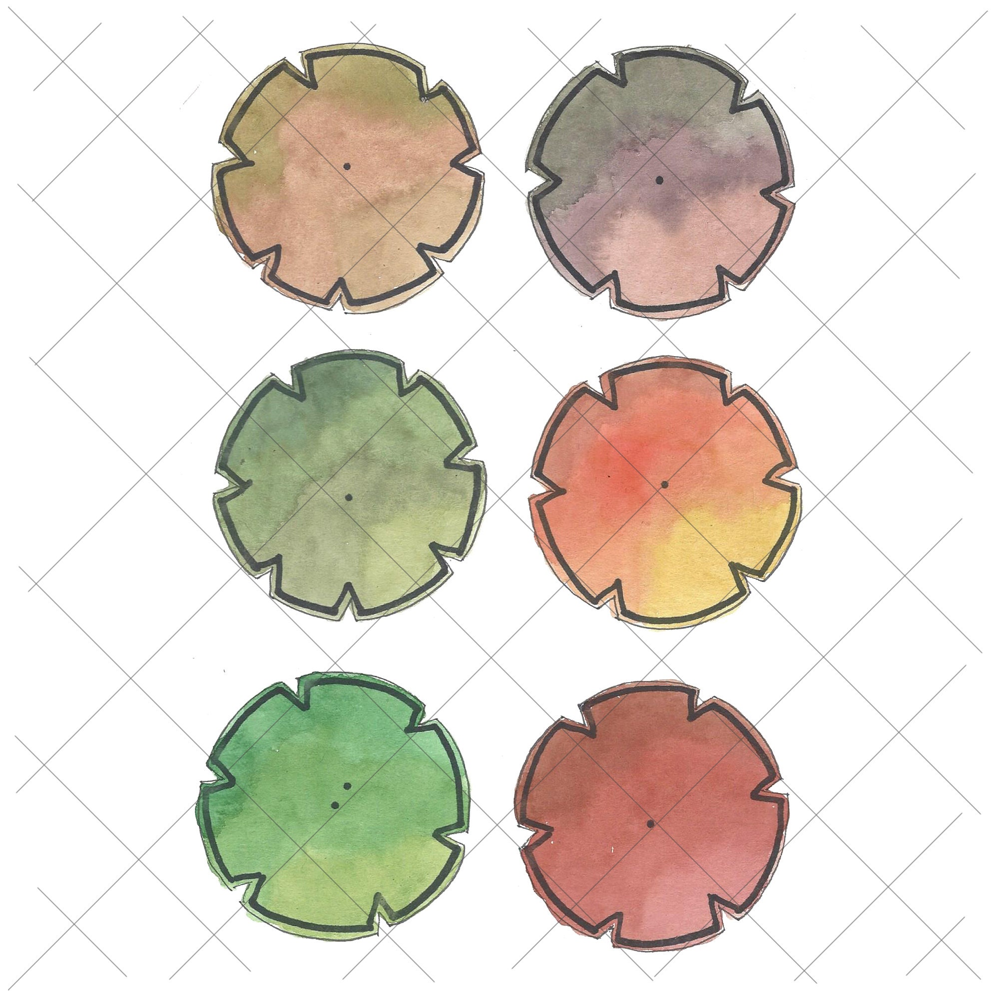 Landscape Graphics - Plan View Trees - Watercolor - Tree 015 - Etsy