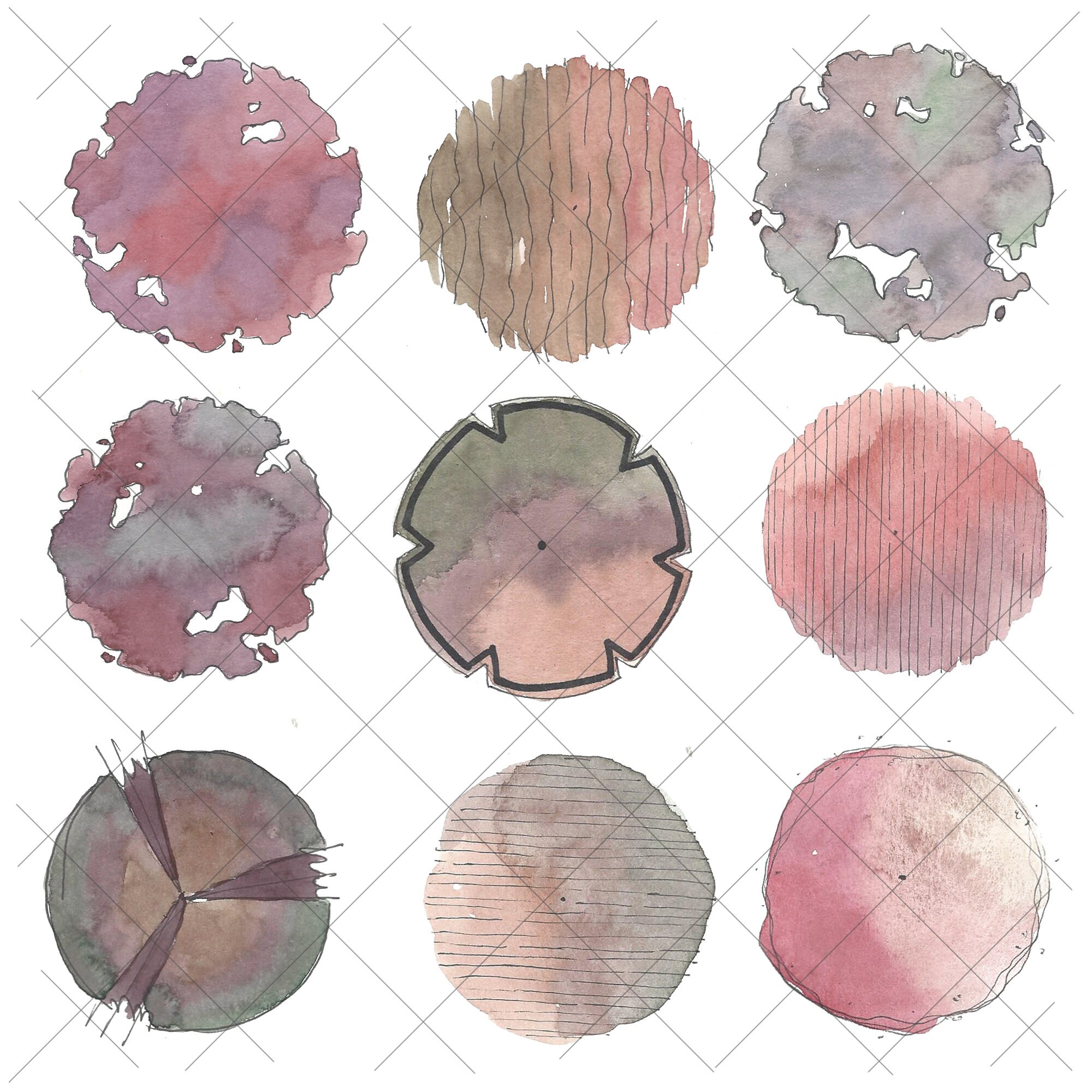 Landscape Graphics - Plan View Trees - Watercolor - Purple Variety ...