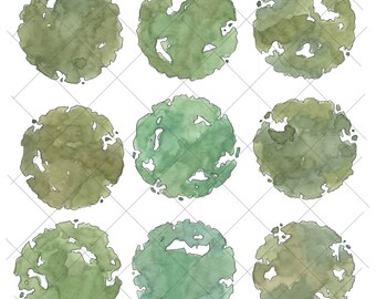 Landscape Graphics Plan View Trees Watercolor Tree 007 - Etsy