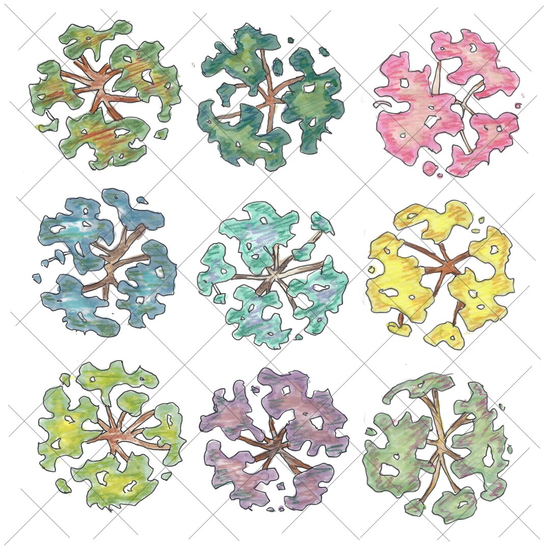 Landscape Graphics - Plan View Trees - Marker Pencil - Tree 011 - Etsy