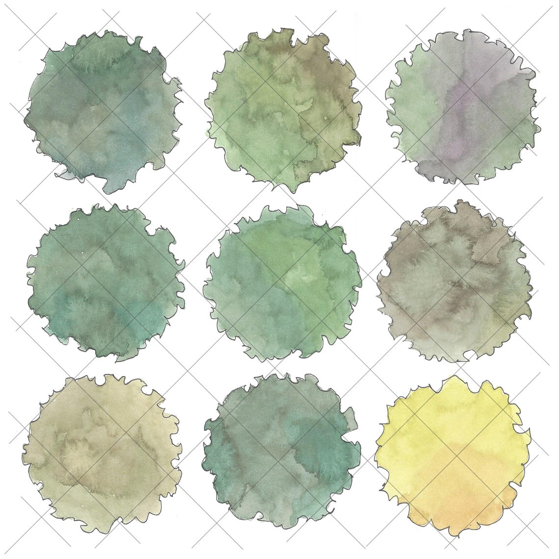 Landscape Graphics - Plan View Trees - Watercolor - Tree 007 - Etsy