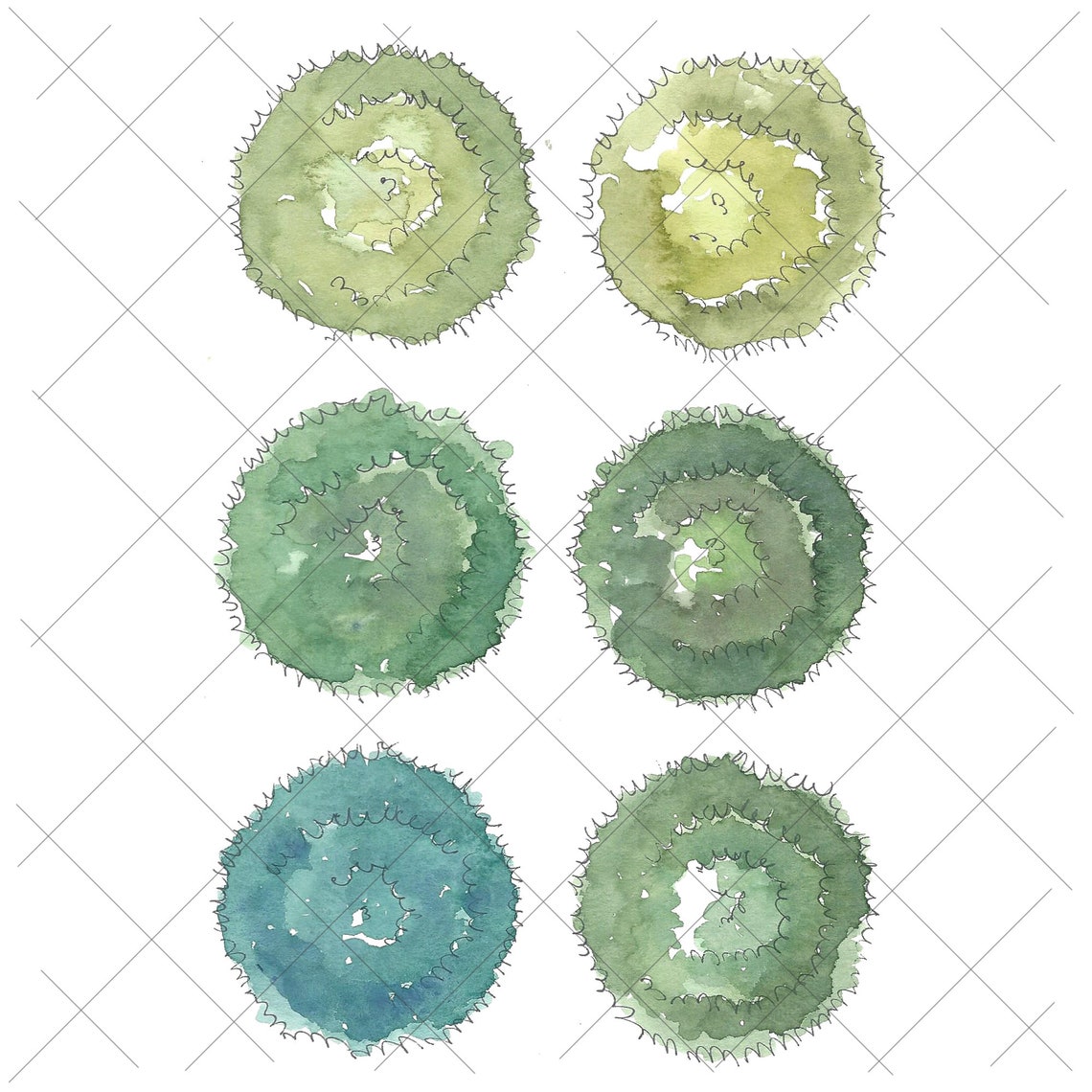 Landscape Graphics - Plan View Trees - Watercolor - Tree 004 - Etsy