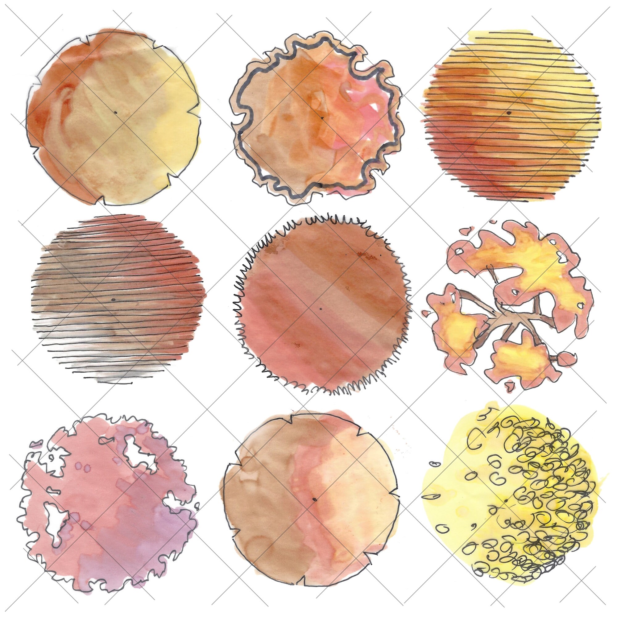 Landscape Graphics - Plan View Trees - Marker - Fall Variety - Etsy