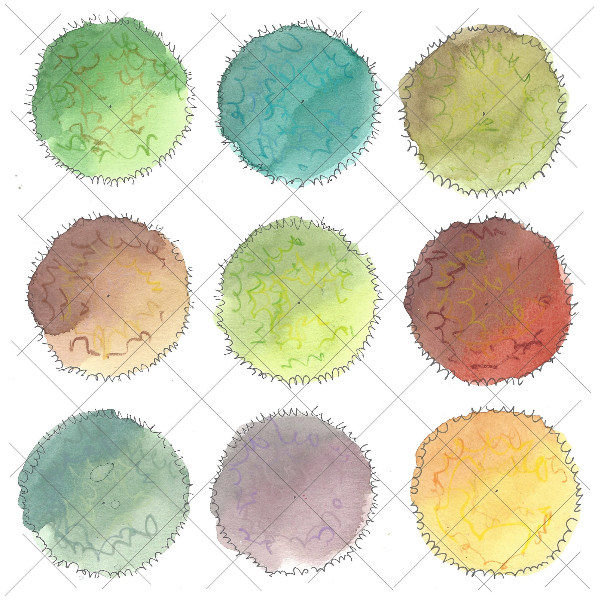 Landscape Graphics - Plan View Trees - Watercolor Pencil - Tree 016 - Etsy