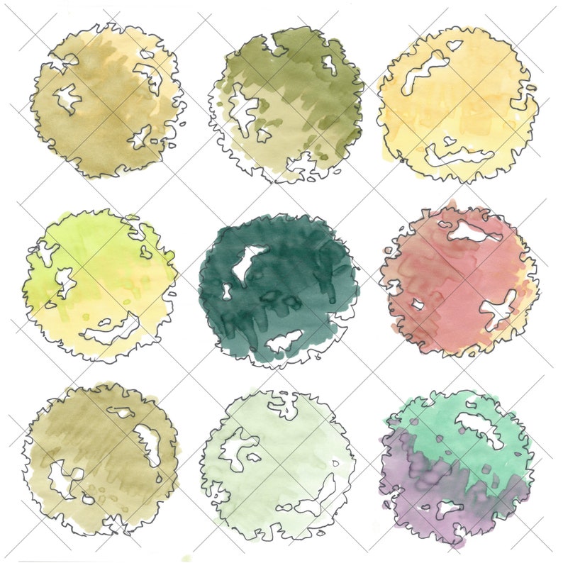 Landscape Graphics - Plan View Trees - Marker - Tree 001 - Etsy