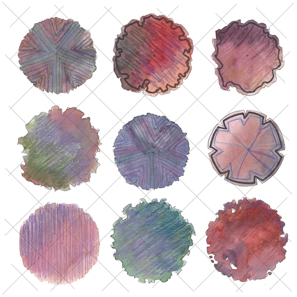 Landscape Graphics Plan View Trees Watercolor Tree 004 - Etsy