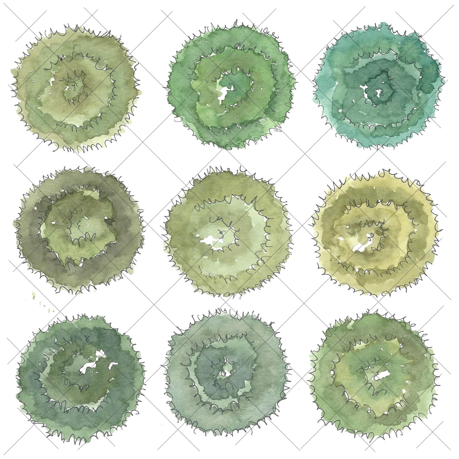 Landscape Graphics - Plan View Trees - Watercolor - Tree 004 - Etsy