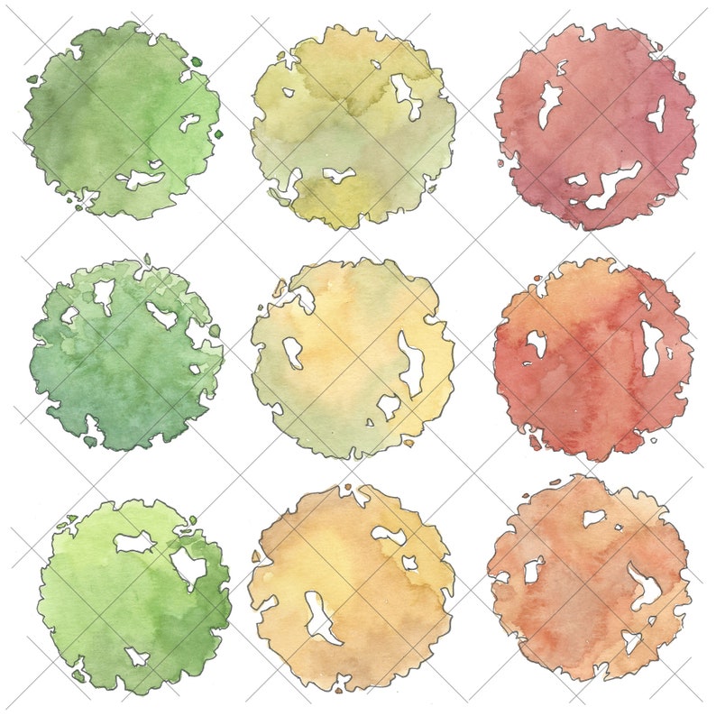 Landscape Graphics Plan View Trees Watercolor Tree 001 - Etsy