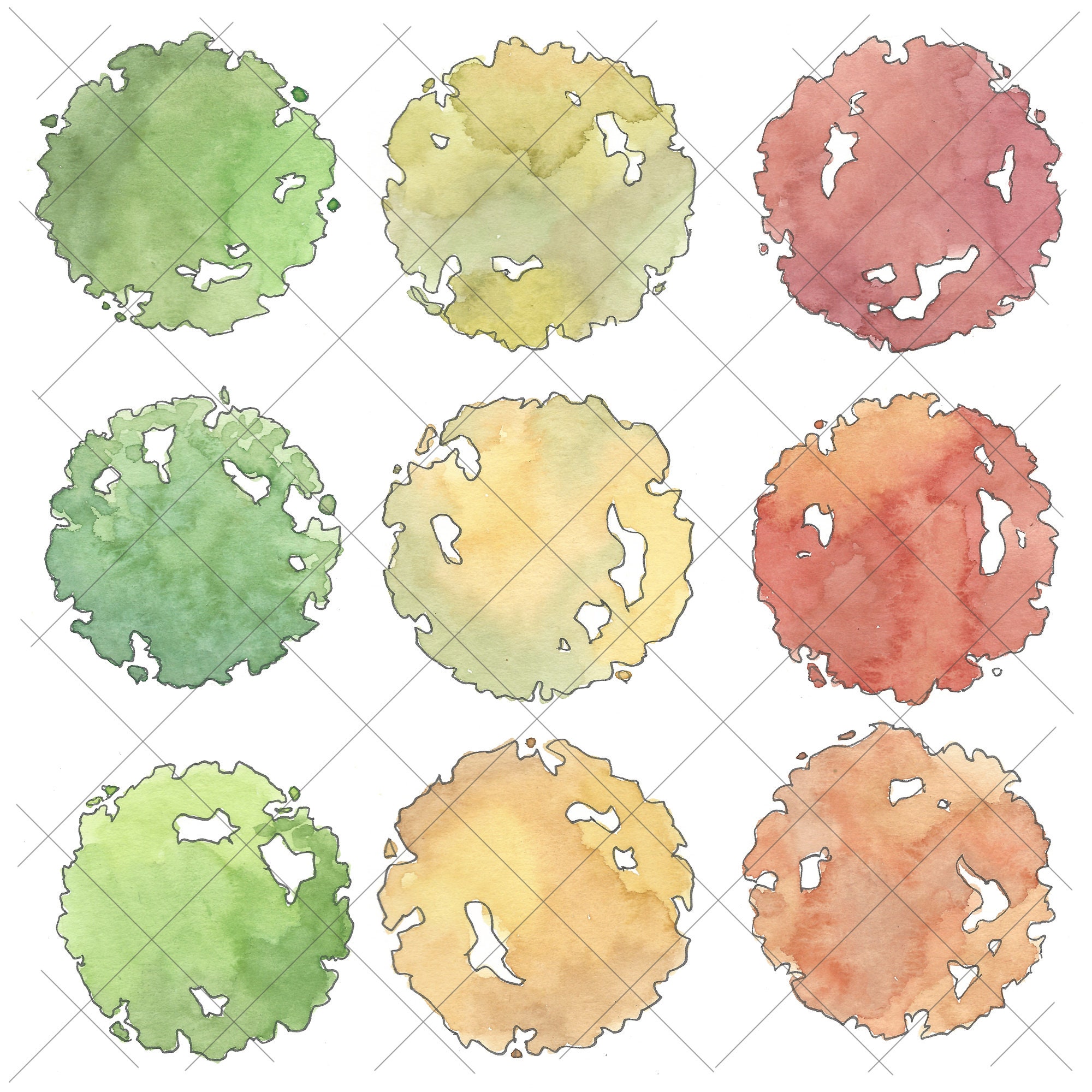 Landscape Graphics - Plan View Trees - Watercolor - Tree 001 - Part 2 ...