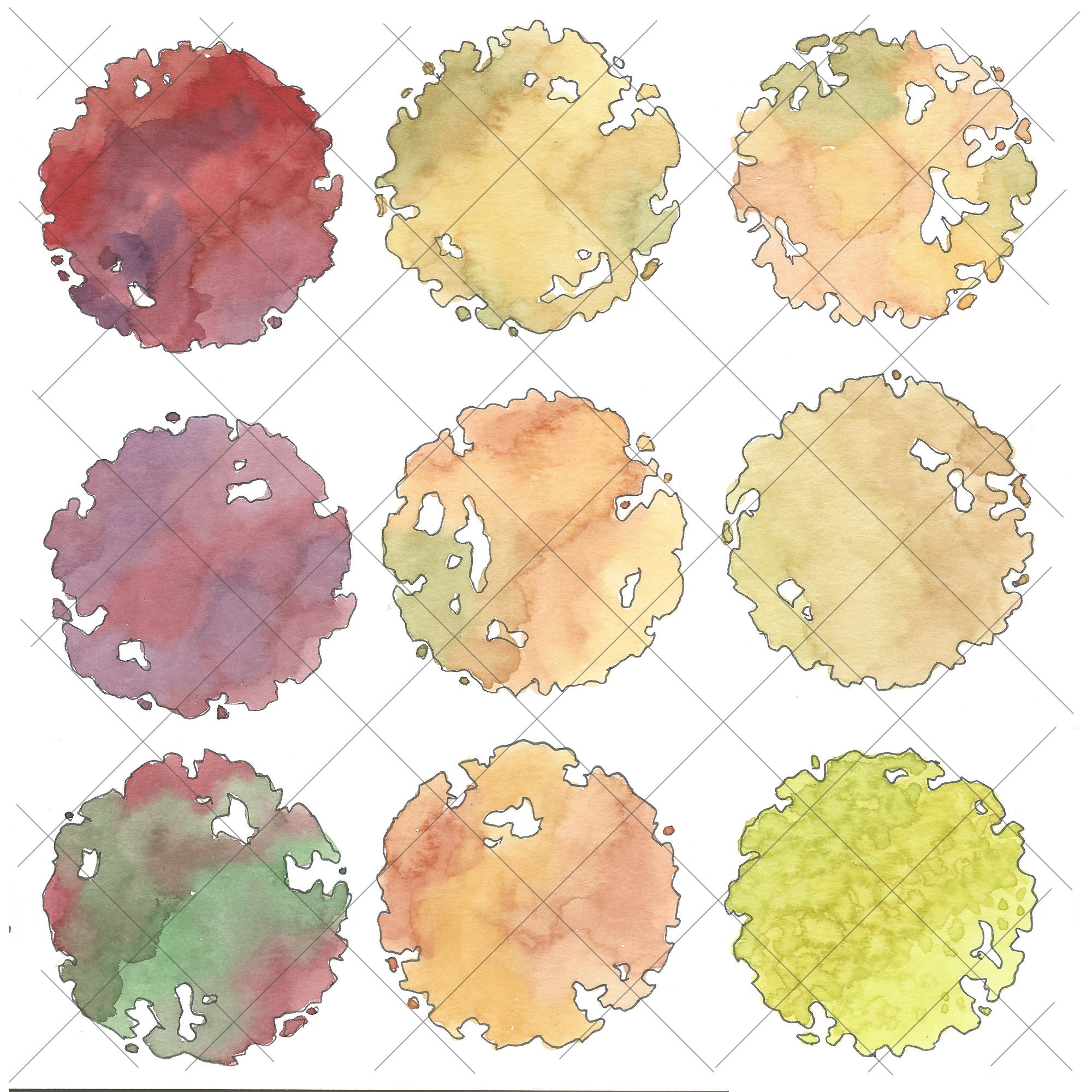 Landscape Graphics Plan View Trees Watercolor Tree 001 - Etsy