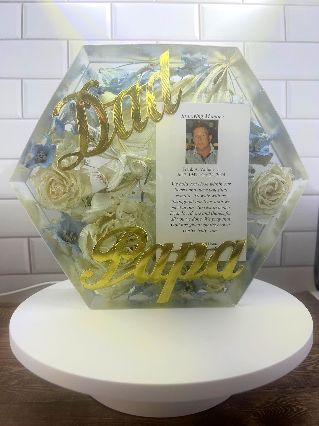 Custom Resin Baby Memorial Keepsake, Preserved Flowers, Sympathy ...
