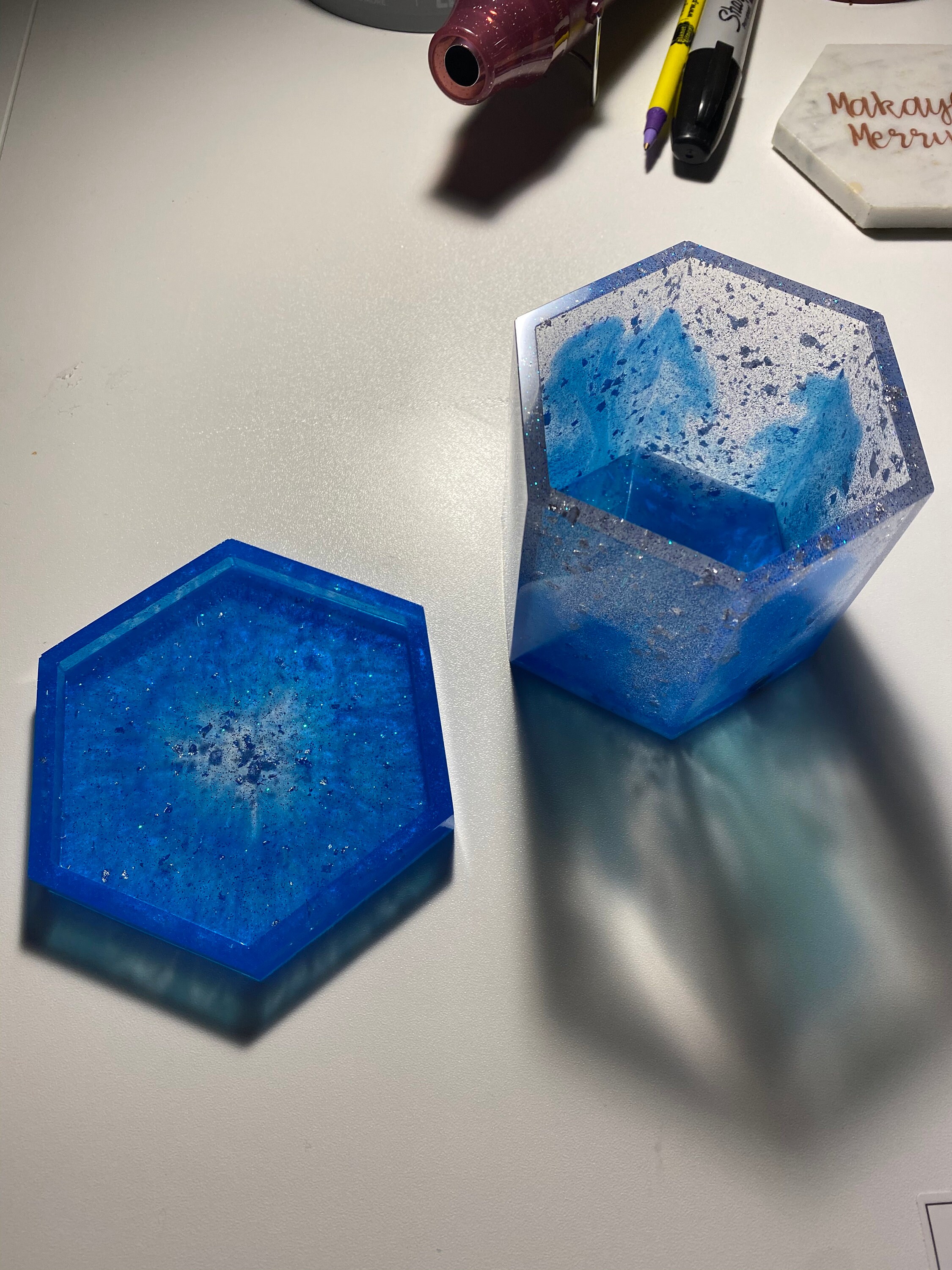 Custom Hexagon Large Resin Container | Etsy