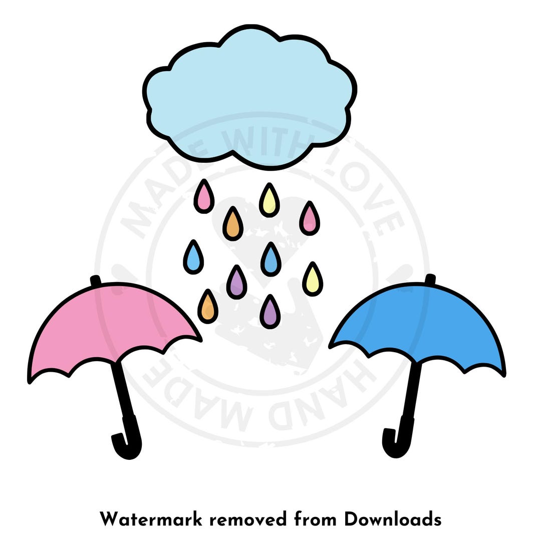 Rain Cloud Umbrella Svg Png Bundle | Pastel Weather Clipart for ...