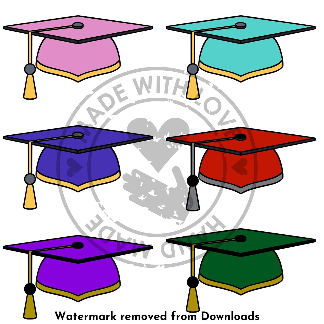 Graduation Cap Svg Png Bundle | Colorful Grad Hat Clipart for ...