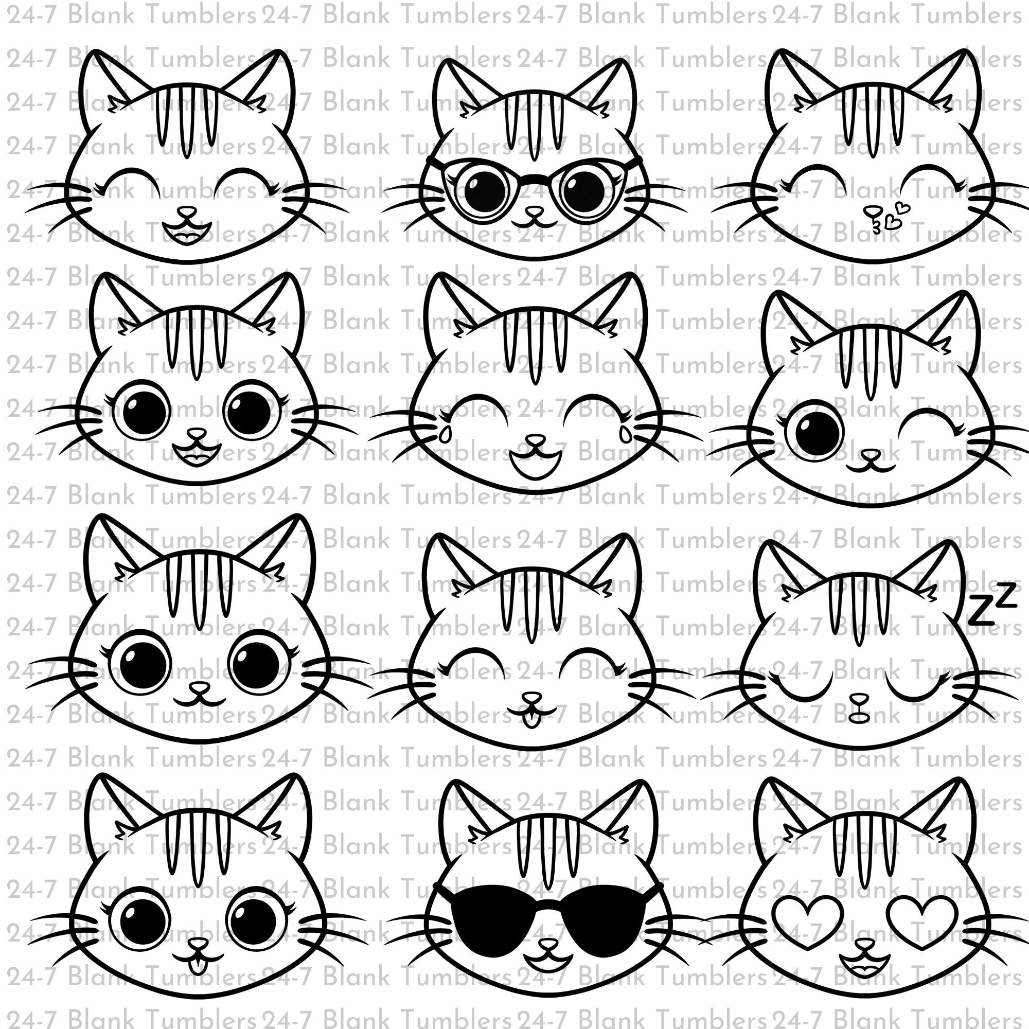 Cat Svg Cat Face Bundle Svg Cat Face Svg Cat Emoji Svg - Etsy