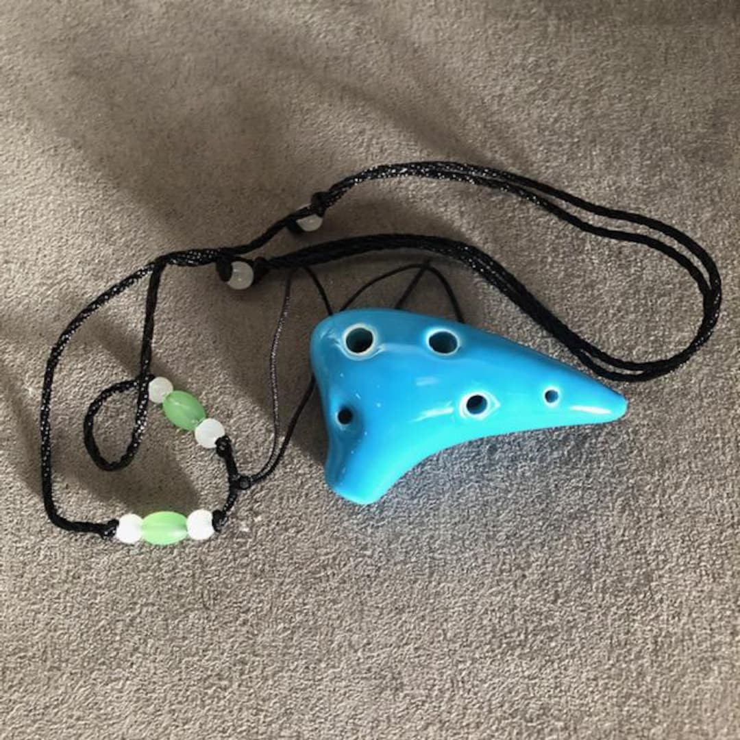 Ocarina Mini Light Blue Ceramic Soprano Tone C Gift Box 6 Hole, Lanyard ...