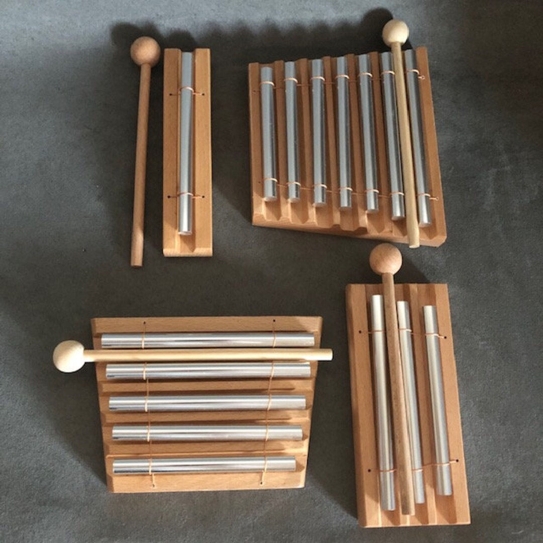 4 X Tabletop Chimes Gift Set: Etherial Tones Beech Wood Meditation Yoga ...