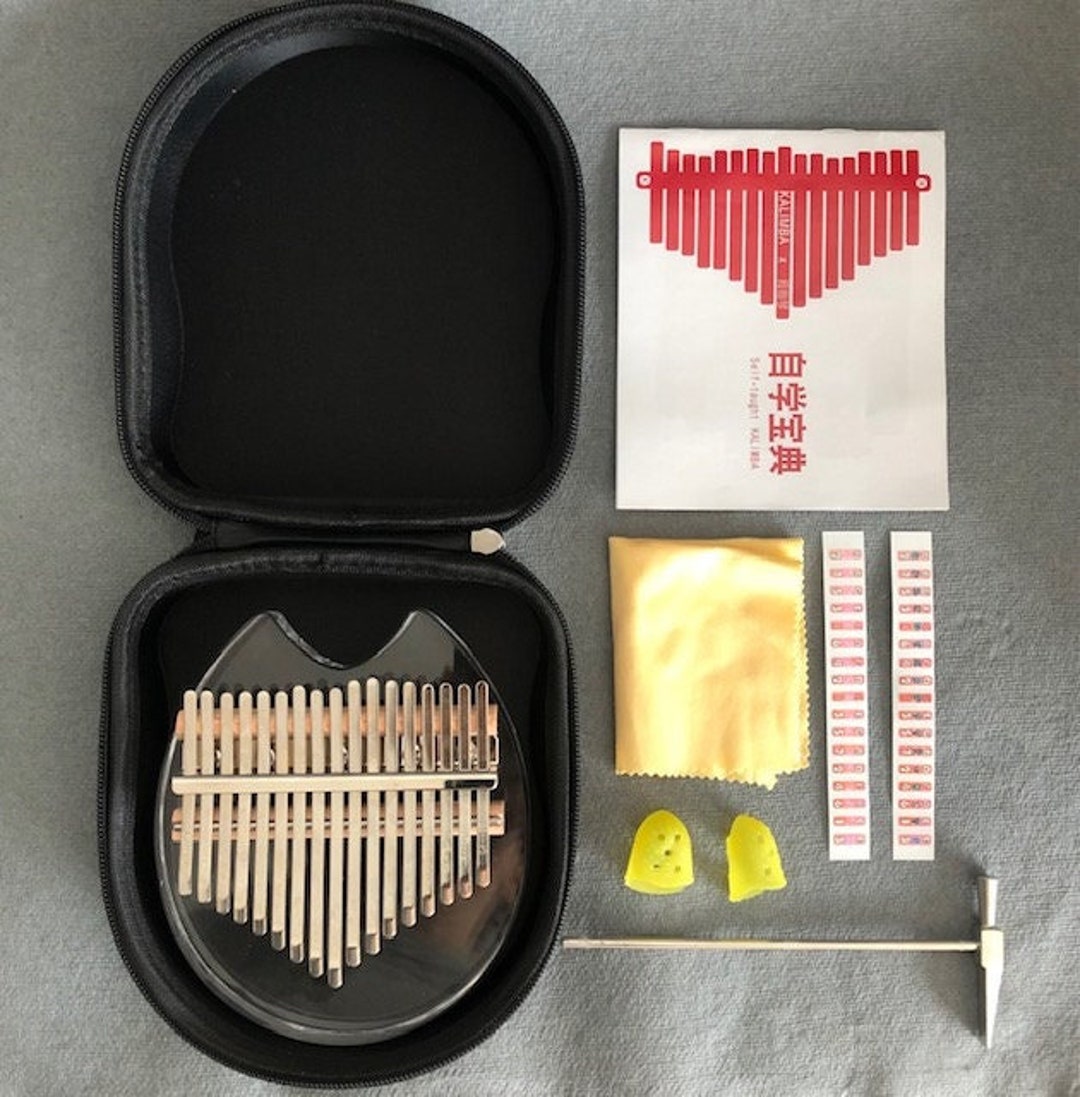 Kalimba Cute Cat Portable Thumb Piano Finger Clear Acrylic Percussion ...