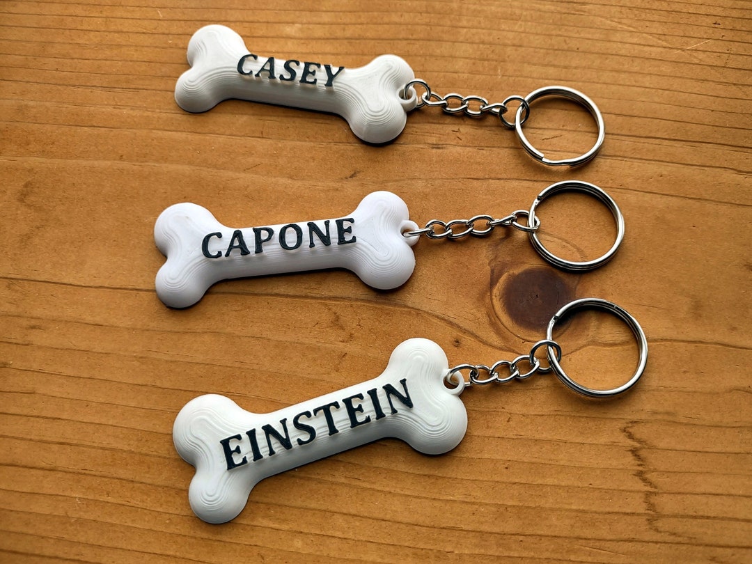 Dog Bone Keychain, Personalized 3d Printed Keychain, Dog Lover Gifts ...