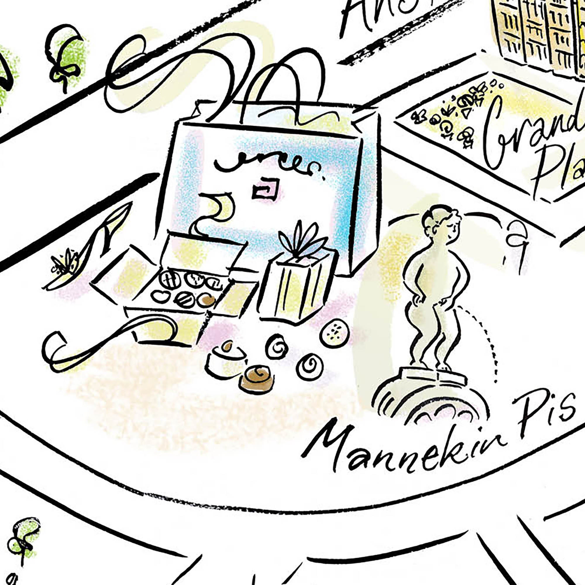 Illustrated Map of Brussels as a Giclée Print by Artist Inky Mitch (ian ...