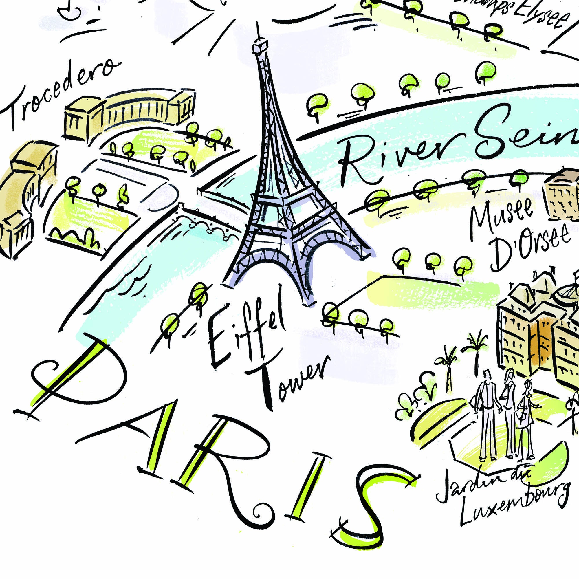 Illustrated Map of Paris- Signed Limited Edtion Print by Inky Mitch ...