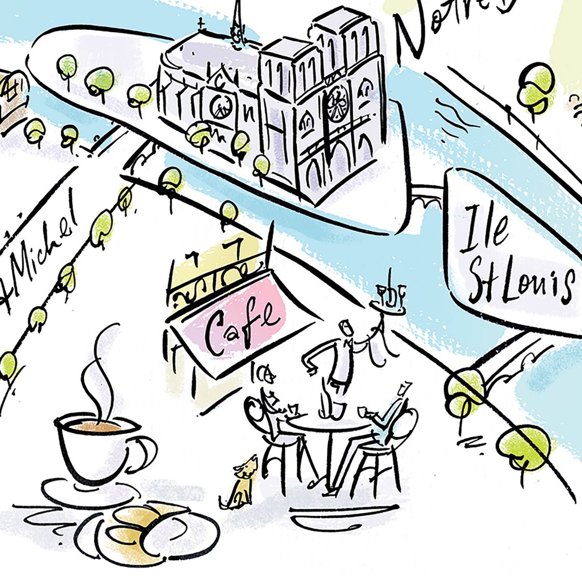 Illustrated Map of Paris- Signed Limited Edtion Print by Inky Mitch ...