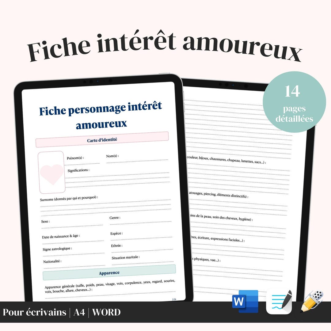 Love Interest Character Profile Sheet | Nanowrimo | Writers Workbook ...