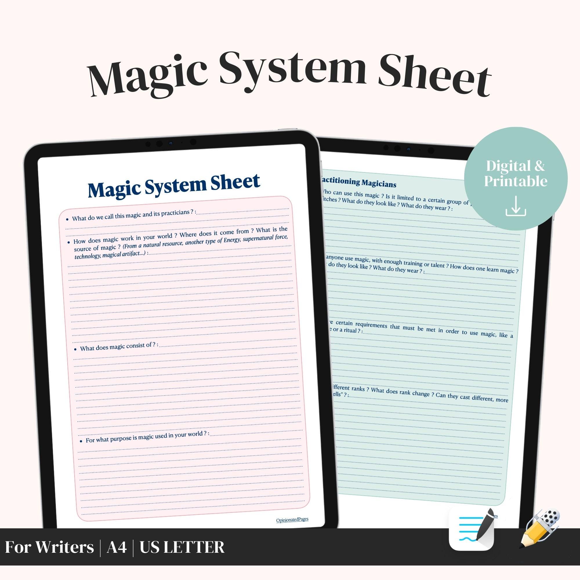 Magic System World Building Sheet | Nanowrimo Writers Workbook ...