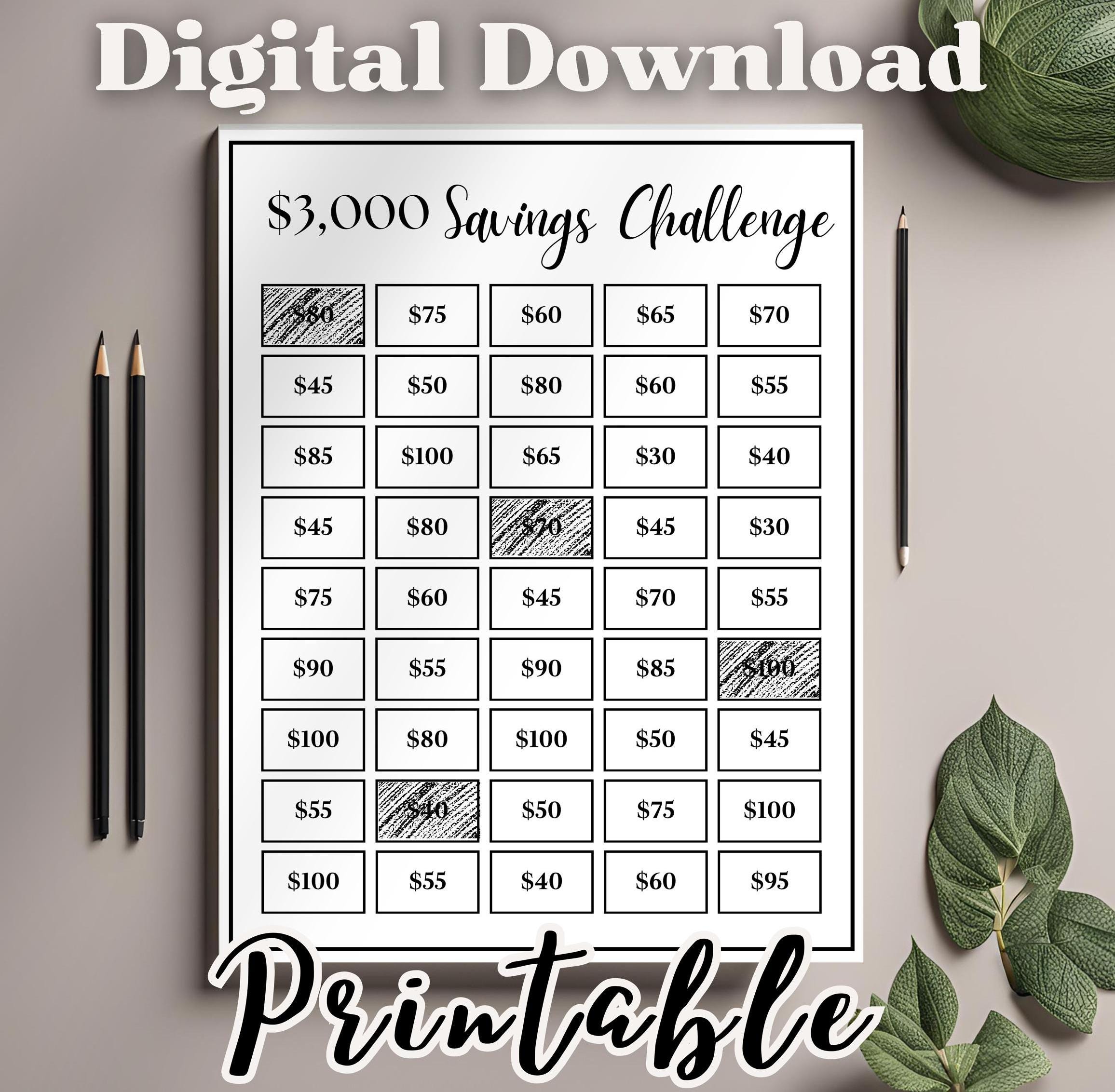 3K Savings Challenge Printable - 8x10 Digital Download - Budget Tracker ...