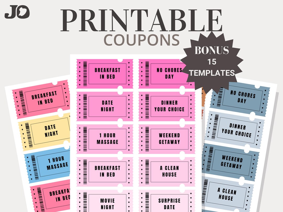 Customizable Printable Coupons, Custom Template 8x10 Edible Coupons ...