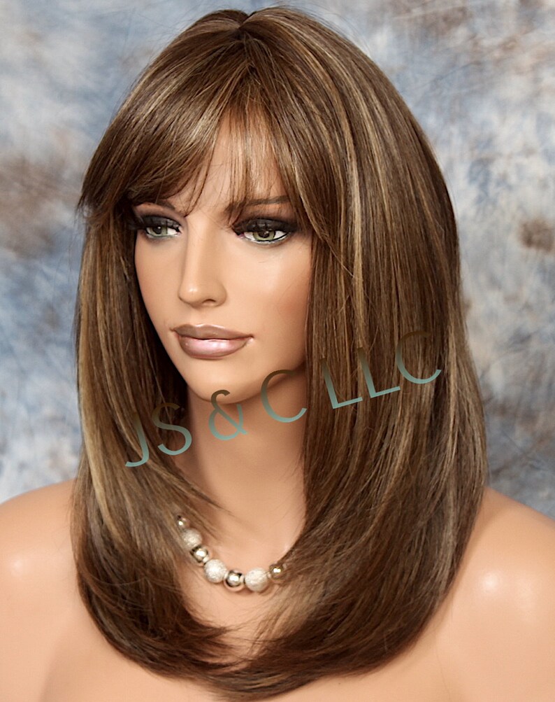 Human Hair Blend Wig Face Frame Razor Cut Caramel Brown Blonde - Etsy